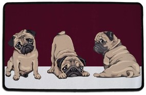 Rohožka three pugs, 90 x 60 cm