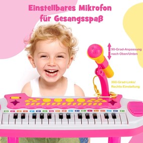 Costway Elektronická 31-klávesová dětská klávesnice se stoličkou a mikrofonem