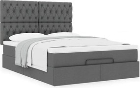 Osmanský rám postele s matrací tmavě šedá 140x190cm textil 3313238