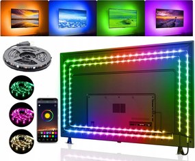 Led pásek Rgb 4 m Usb Tv Bluetooth Aplikace Barevná Glowled Paměť Barvy