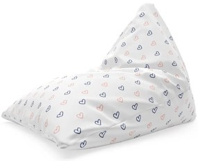 Sedací vak Triangl srdíčka na bílé, bílá