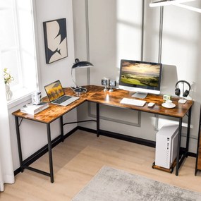 Costway Počítačový stůl ve tvaru L se zásuvkou a podstavcem na CPU a pevným
