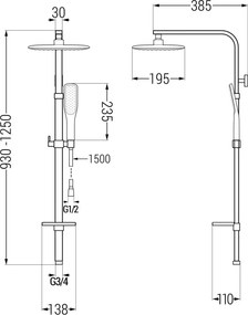 Mexen Q49 sprchový sloup, černý/zlatý - 798494995-75
