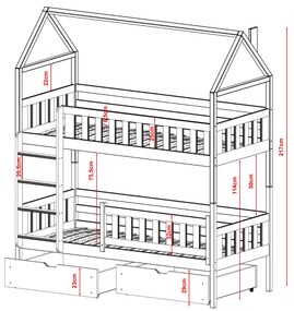 Legno Dětská patrová postel Aiga šedá Rozměr (cm): 80x160