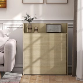 HOMCOM Skládací jídelní stůl s regálem, industriální design, úspora místa, pro malé prostory, 78,5 x 91 x 93 cm, dub