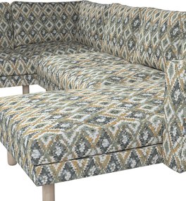 Potah na pohovku IKEA Norsborg rohová, 5-místná se šezlongem barva modrá látka pletený vzor, vzorované