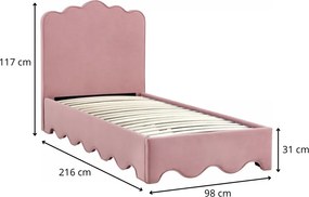 Jednolůžková čalouněná postel Orso 90x200 růžová