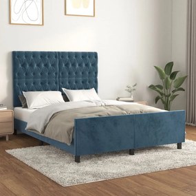 Rám postele bez matrace tmavě modrý 140x190 cm samet 3125938