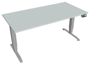 Elektr. nastavitelný stůl 160x80 s pamětí - HOBIS MOTION MS 3M 1600 Dekor stolové desky: šedá, Barva kovové podnože: stříbrná