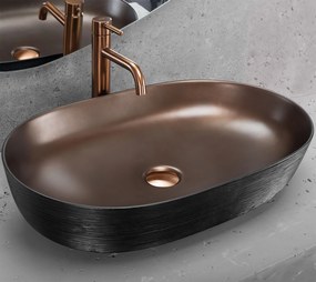 Rea Cleo, umyvadlo na desku 605x410x140 mm, měděná matná-černá, REA-U6383