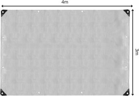 Krycí plachta s oky 3x4 m, extra silná 260g PE SPRINGOS GA2188 šedá