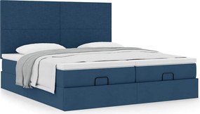 Osmanský rám postele s matracíes modrá 180x200cm textil 3313677