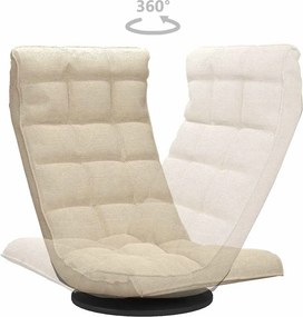 Otočná lenoška na podlahu krémová textil 336576