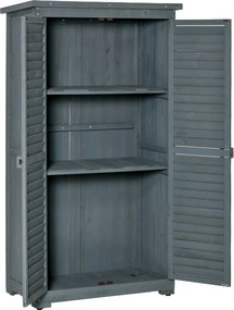 Dřevěná kůlna Outsunny 0,31 m² 87x46,5x160 cm - Dřevěný skříň pro venkovní použití s 2 dveřmi a 2 vnitřními policemi na terasu