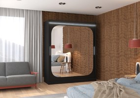 ADRK Furniture Posuvná skříň se zrcadlem a LED osvětlením ARIZONA 180 SW-ARI-B-180+L-V293