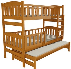 Patrová postel s výsuvnou přistýlkou PPV 007 90 x 190 cm - olše