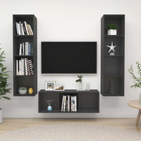 vidaXL 3dílný set TV skříněk šedý kompozitní dřevo