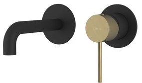 Sapho Sapho, ULTRAMIX 2-prvková podomítková umyvadlová baterie, hubice 16cm, černá mat/zlato mat, UT118BG
