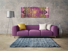 Obraz mandala na dřevě Pink Velikost (šířka x výška): 150x60 cm