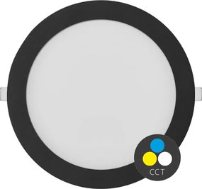 EMOS Černý vestavný LED panel kulatý 225mm 18W CCT Premium ZD1343