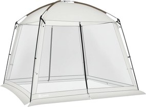Zahradní stan Outsunny 3x3 m pro 6-8 osob, 4 komáří sítě, 2 dveře, UV50+ ochrana a přepravní taška, kempingový stan pro venkovní použití, bílý | Aosom