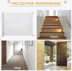Schodišťová branka PawHut výsuvná bezpečnostní branka do dveří bezpečnostní přepážka PVC bílá 115x82,5 cm pro děti a domácí zvířata | Aosom.de