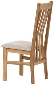 Autronic Dřevěná jídelní židle, potah krémově béžová látka, masiv dub, přírodní odstín