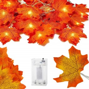LED řetěz Podzimní listy - 3m, 20LED, 3xAA, IP20, teplá bílá