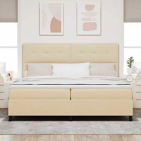 Postel s boxspringem s čelo Krémová 200 x 200 cm textil 3339418