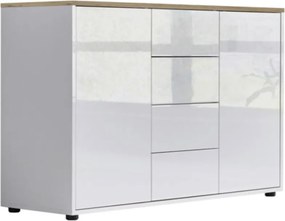 XXXLutz KOMODA, bílá, dub artisan, vysoce lesklá bílá, 105,5/73/33 cm MID.YOU - Široké komody - 001067001102