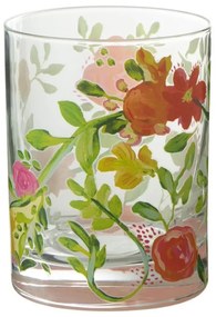 Sklenička na vodu s barevnými květy Floral glass - Ø8*10cm / 280ml