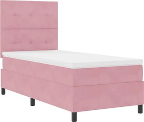 Postel s boxspringem s čelo Růžová 90 x 190 cm samet 3339805