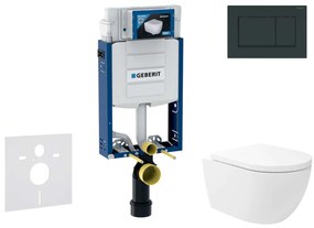 Geberit Kombifix - Set předstěnové instalace, klozetu Oudee Vortex a sedátka softclose, tlačítko Sigma20, černá lesk/černá mat SANI15CA5137