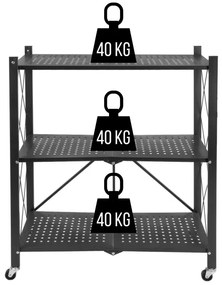 Pojízdný regál GESTEL 3 police černý