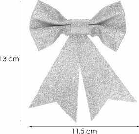 Vánoční mašle 13x11,5cm stříbrné sada 4ks, vánoční dekorace