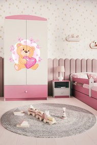 Dětská skříň Babydreams 90 cm medvídek s motýlky růžová