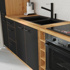 Spodní dřezová skříňka, černý mat / dub artisan, Monro 80ZL 2F BB