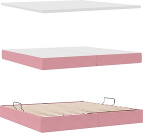 Postel s úložným prostorem s čelo Růžová 200 x 200 cm samet 3370904