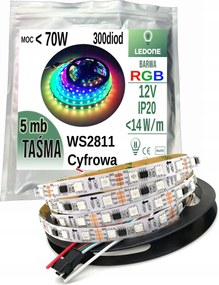 Led pásek Rgb IP20 smd 300d 12V 70W Magic WS2811 adresovatelný digitální 5 m