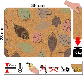 PokojovaDekorace.cz, Korkové prostírání s potiskem - 540, kytky, 38x28 cm, 1 ks