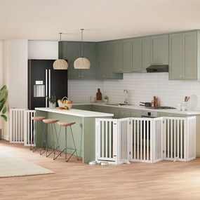 Zábrana pro psy s dvířky skládací 12 panelů bílá 600 cm topol 3155651
