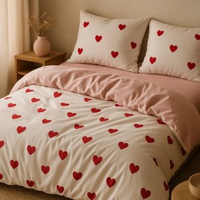 Růžové povlečení na dvoulůžko/prodloužené s prostěradlem/4dílné 200x220 cm Red Heart – Mila Home