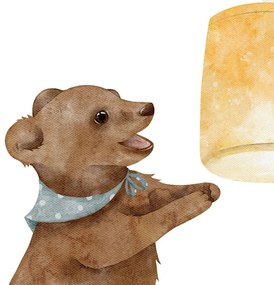 Gario Dětská nálepka na zeď Magical animals - medvídek, ježek a lampiony