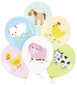 137031 PartyPal Set balónov - Cute Farm Animals, 30cm 6ks