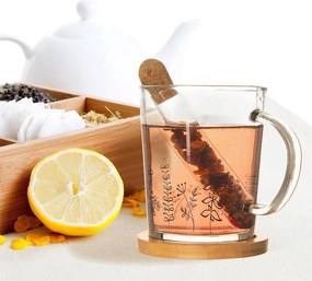 Skleněný hrnek s podtáckem a infuzérem LOUKA 420 ml