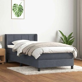 Box spring postel s matrací tmavě šedá 80x220 cm samet 3318136