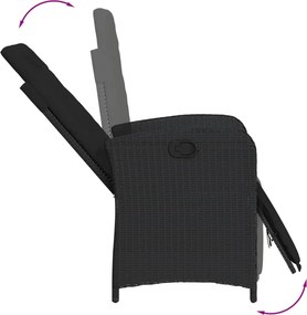 3dílný bistro set s poduškami černý polyratan 3212456