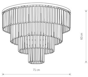 Stropní svítidlo Cristal, průhledné/černé, Ø 71 cm