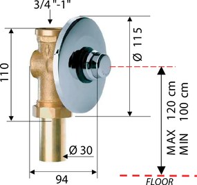 Bruckner Tempor podomítkový tlačný ventil pro wc chrom 937.470.1