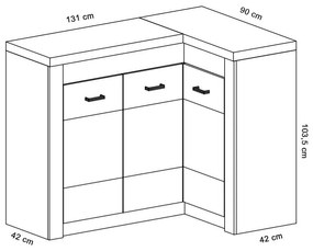 INDIANAPOLIS t | komoda rohová I-15 | PRAVÁ | jasan tmavý